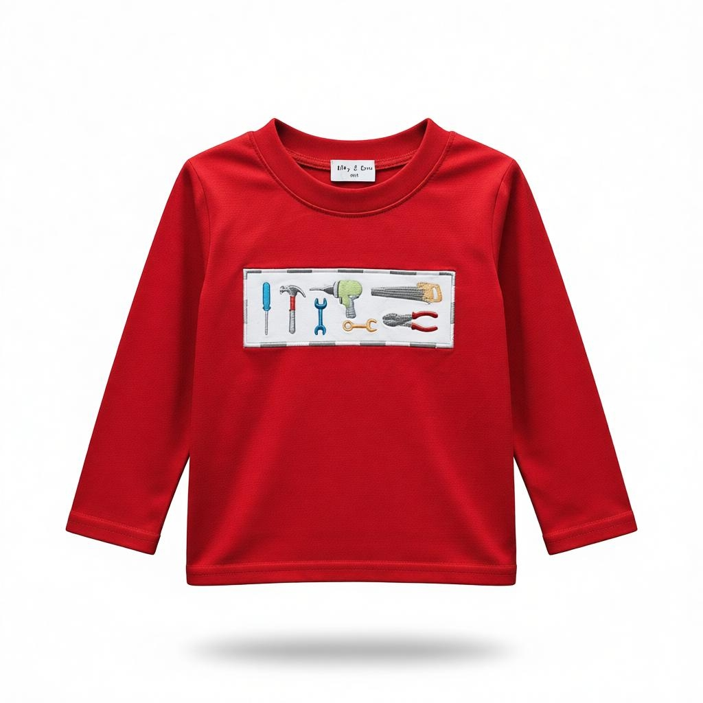 Abby & Evie Red Toolbox Top – Lily & Lane Children's Boutique LLC